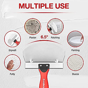 Goldblatt 2 Pieces Bucket Scoop for Drywall, Plaster - Stainless Steel Bucket Scoop - 6.5 Inch Curved Contoured Blade, Upgrade Rustproof Scraper Tools with Soft-grip Handle for Paint, Mortar