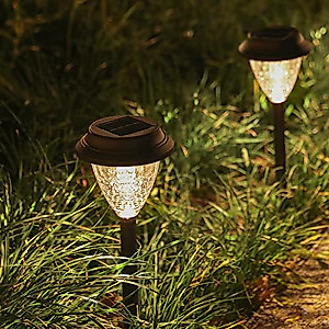 8 Pack Solar Path Lights, Solar Lights Outdoor Waterproof RGB Color Changing & Warm White Garden Pathway Lights, Landscape Lights Solar Powered for Yard Patio Walkway Driveway