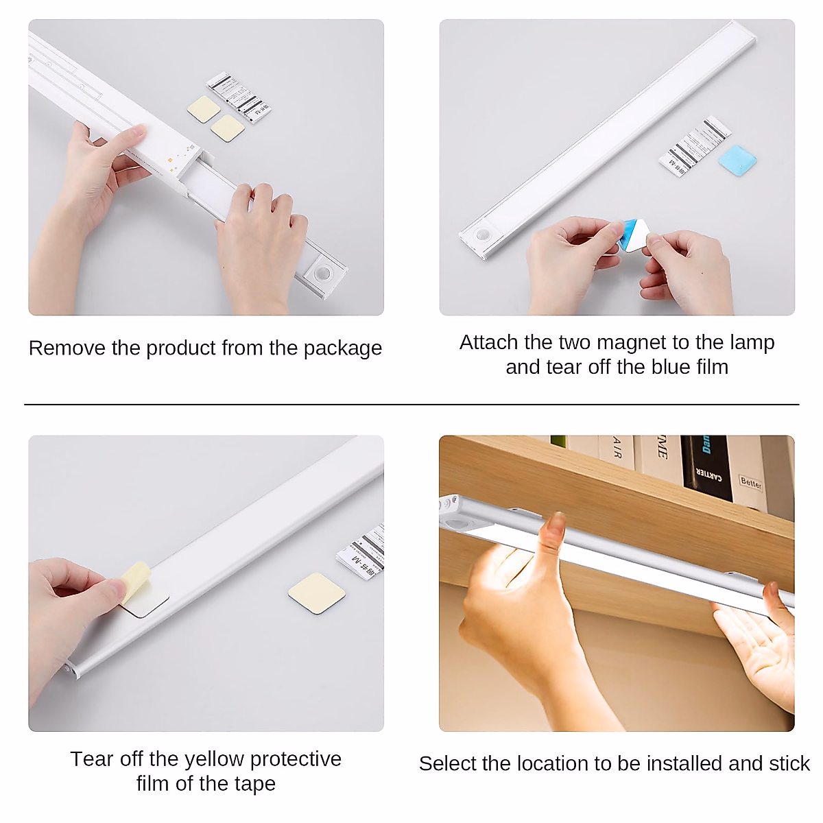 Firelex 2 Pack Under Cabinet Lights - 15.7 Inches Wireless Under Cabinet Lighting Motion Sensor Closet Lights Under Counter Lights for Kitchen 3 Colors Dimmable Magnetic Cabinet Lights for Bedroom