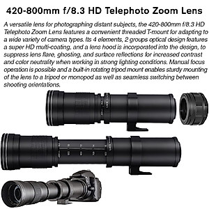 Canon EOS Rebel T7 DSLR Camera with 18-55mm is II Lens Bundle + 420-800mm Super Zoom Lens, Wide Angle Telephoto 64GB Memory, 3PC Filter Kit, Photo Backpack, Tripod More (34PC Bundle), Black