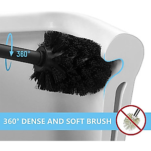 Zahari Home Toilet Bowl Brush with Holder, Black, Metal