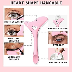 HOSAILY 3 Pcs Eyeliner Stencils Reusable Silicone Eyeliner Aid Mascara Shield Applicator Guide Tool Multifunctional Winged Eyeliner Eyelash Eyeshadow Lipstick Eye Makeup Tool for Women, Beginners (Pink)