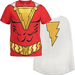 DC Comics Shazam Little Boys' T-Shirt with Cape (Red, 5)