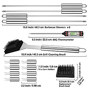 BBQ Grill Accessories, 27PCs BBQ Tools Set, Stainless Steel Grill Tools Set, Grilling Kit for Men Women with Spatula Thermometer Meat Injector Gloves, Barbecue Utensils Gift for Smoker Camping