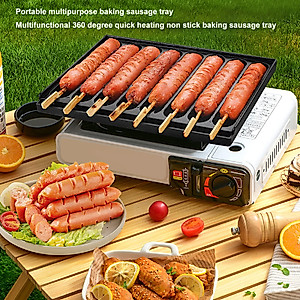 Cast Iron Sausage Pan, Thickened Aluminum Pre Seasoned Hot Dog Tray for Oven Stove Top