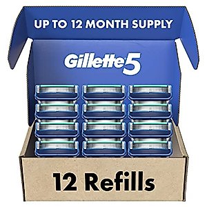 Gillette5 Mens Razor Blade Refills, 12 Count, Lubrastrip for a More Comfortable Shave