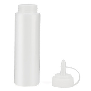 HEIHAK 20 Pack 8 oz Ketchup Squeeze Bottles, 250ml Plastic Condiment Bottles, Barbecue Squirt Bottles with Caps and Marking Labels for Ketchup, Sauces, Dressings, Paints, Crafts, White