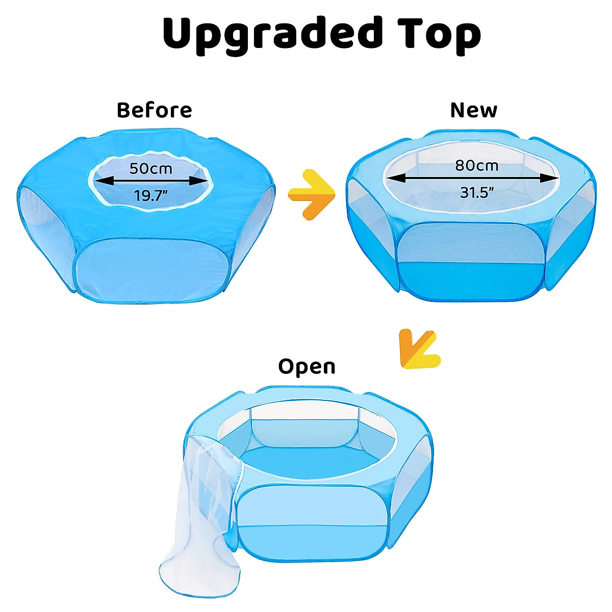 Amakunft Small Animal Pop-Up Playpen with Mesh Cover, 47'' x 23.6'' x 15'' Chicken Brooder Box, Play Pen Indoor Outdoor for Guinea Pigs, Bunny, Rabbits, Ferrets, Chinchillas, Kittens