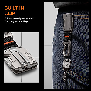 Spigen Life Titanium Keychain Pocket Knife with Carabiner, Key Clip, Keychain Clip Folding Knife, Everyday Carry EDC Gear Gadget and Equipment Bottle Opener - Gunmetal