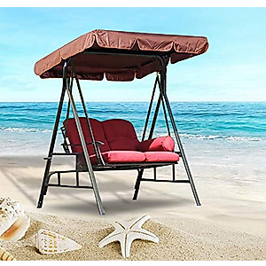 Swing Cover, Swing Canopy Replacement Waterproof Foldable Patio Swing Canopy Porch Top Cover for Outdoor Garden Patio Yard Park Porch Seat Furniture Swing Seat Cover, 76.8 x 49.2 x 5.9in Coffee