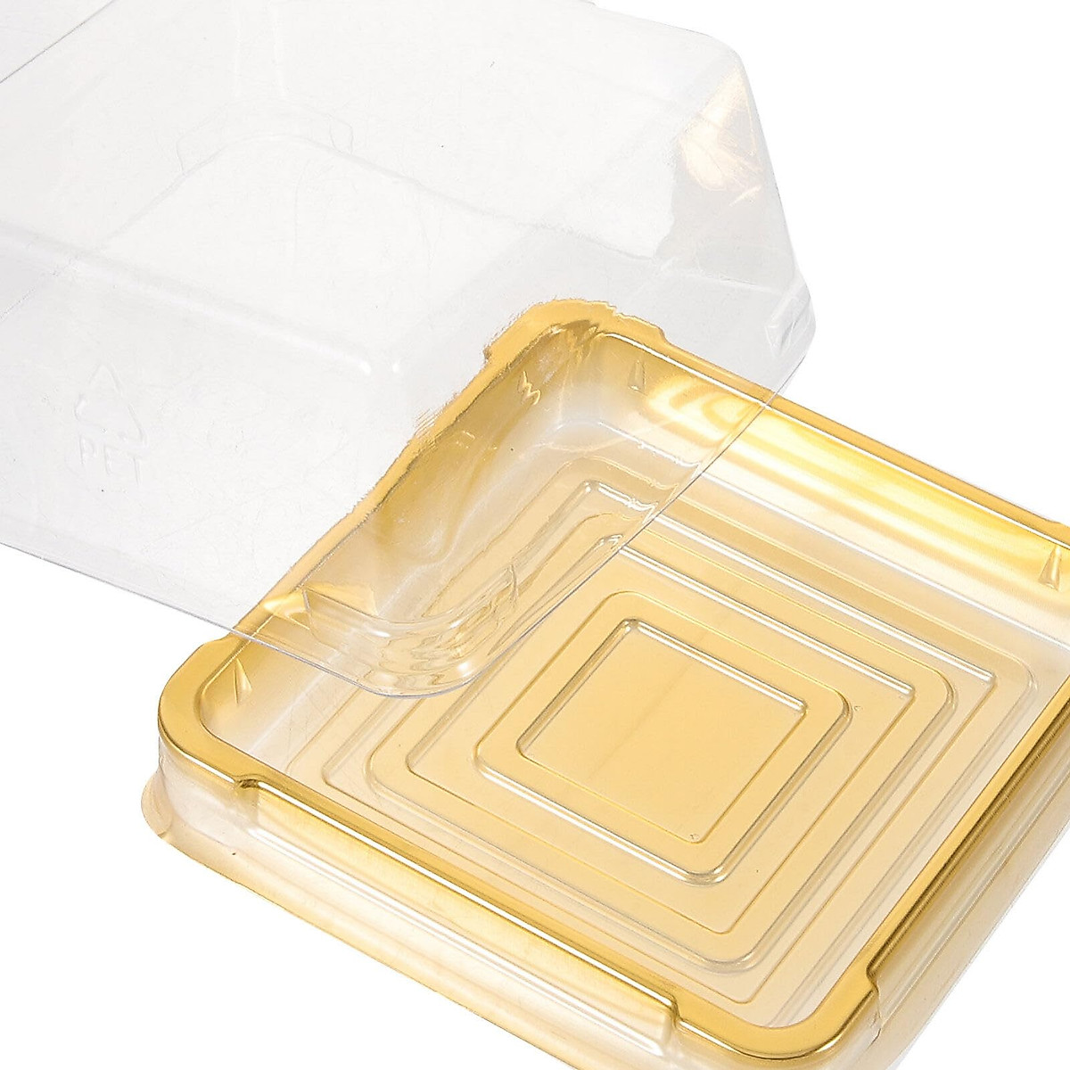 Healvian 50pcs Boxes Muffins Moon Cake Containers Dessert Containers with Lids Mousse Container Cake Carrier Cake Container with Lids Mini Cupcake Container Plastic Display Stand Household