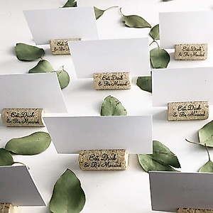 EMazing Goods Wine Cork Place Card Holders Custom Cork Card Holders Eat Drink & Be Married Set of 25 Includes Place Cards Escort Card Rustic Wine Cork Table Décor Wine Theme Wedding Cork Placecard