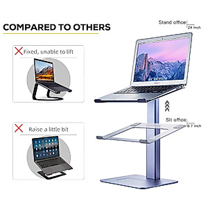 Adjustable Laptop Stand for Desk, DJ Laptop Stand Adjustable Height, Laptop Raised Stand for Standing & Sitting Mode, Laptop Riser Stand of Elevated Stand, Tall, Strong and Airflow Even for 17 inch