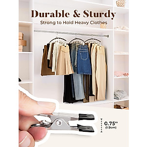 HOUSE DAY Legging Organizer for Closet, Metal Yoga Pants Hanger 2 Pack w/10 Clips Holds 20 Leggings, Space Saving Hanger Closet Organizers and Storage, Clips Hanger for Pants, Skirts, Hats, Black