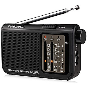 Retekess V117 Portable Radio AM FM, Shortwave Radio with Clear Dial, Transistor Radio with Best Reception for Seniors (Black)