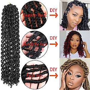 Passion Twist Hair 12 Inch Water Wave Crochet Hair for Black Women Short Passion for Butterfly Locs 8 Packs Bob Spring Synthetic Curly Twist Braiding Hair Extensions 1B Natural Black1