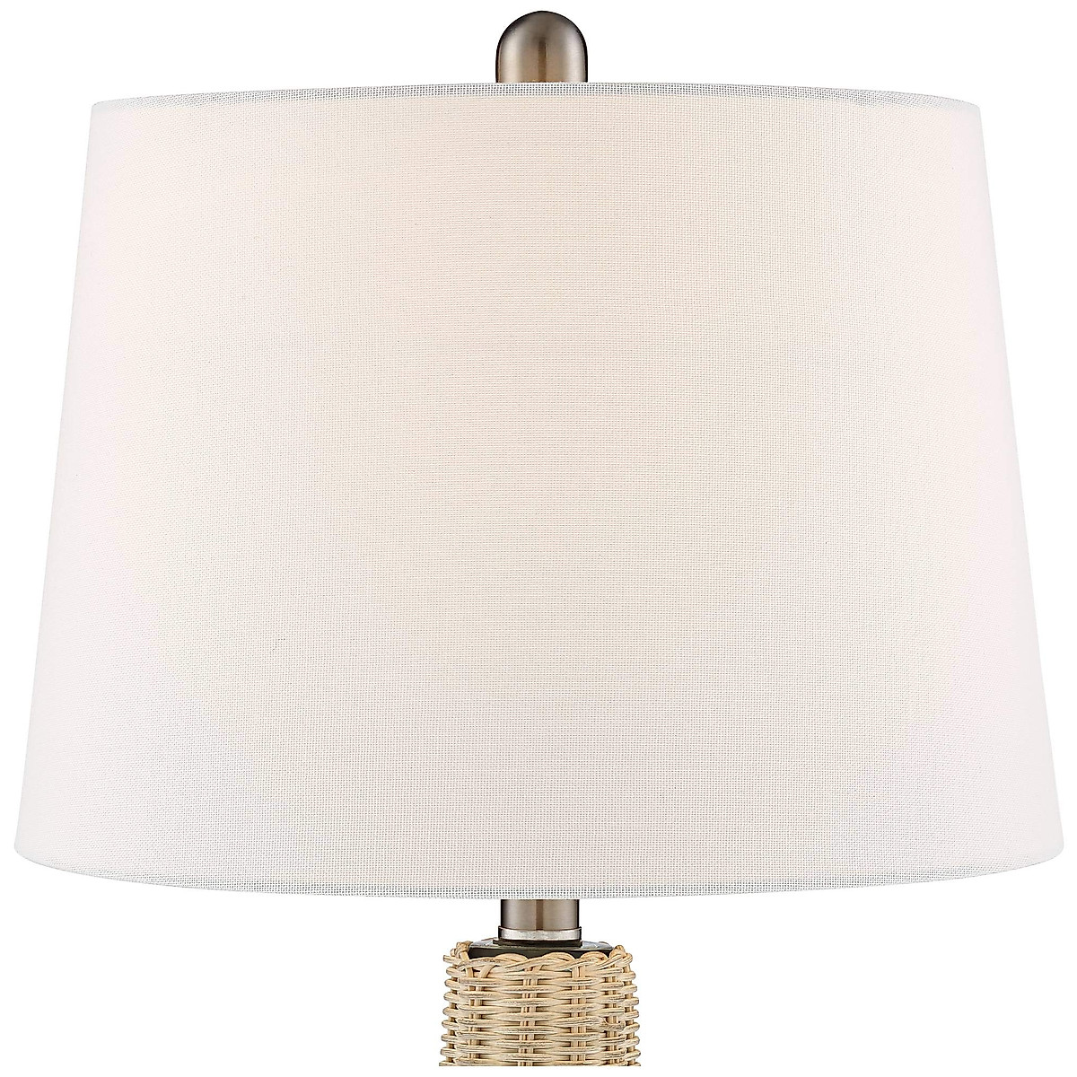 360 Lighting Alana Coastal Accent Table Lamp with Nightlight LED 22.75" High Rope Blue Glass Gourd White Fabric Drum Shade Decor for Living Room Bedroom Beach House Bedside Nightstand Home