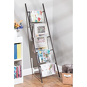 mDesign Metal Leaning Towel Ladder for Bathroom - Decorative, Modern Bath Towel Ladder Rack - Standing Display Holder for Bathroom Towels - Bathroom Wall Ladder Rack - Omni Collection - Bronze