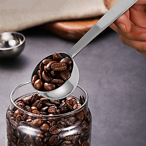 Pasuihcay Espresso Stand Coffee Measure Tamper Spoon Stainless Steel Coffee & Tea Tools Measuring Tamping Scoop 1 Pieces Silver