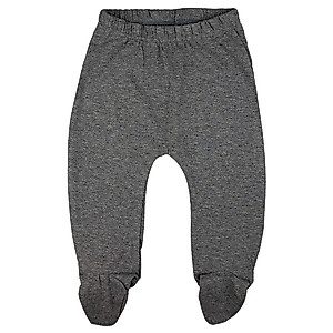 123 Bear Baby Soft Cotton Spandex Pants with Feet (Gray 2-Pack, Newborn)