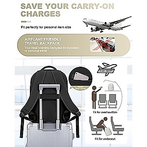 livbote Light Flight Travel Laptop Backpack Women, Mochilas para Mujer, Nurse Quilted Backpack, Water-repellent Small Backpack with USB Charging Port, Black