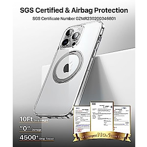 andobil [Upgraded] for iPhone 14 Pro Max Clear Case with 360° Rotatable Ring Stand [Compatible with MagSafe] [Military Grade Protection] Magnetic Invisible Kickstand, Ultra Clear