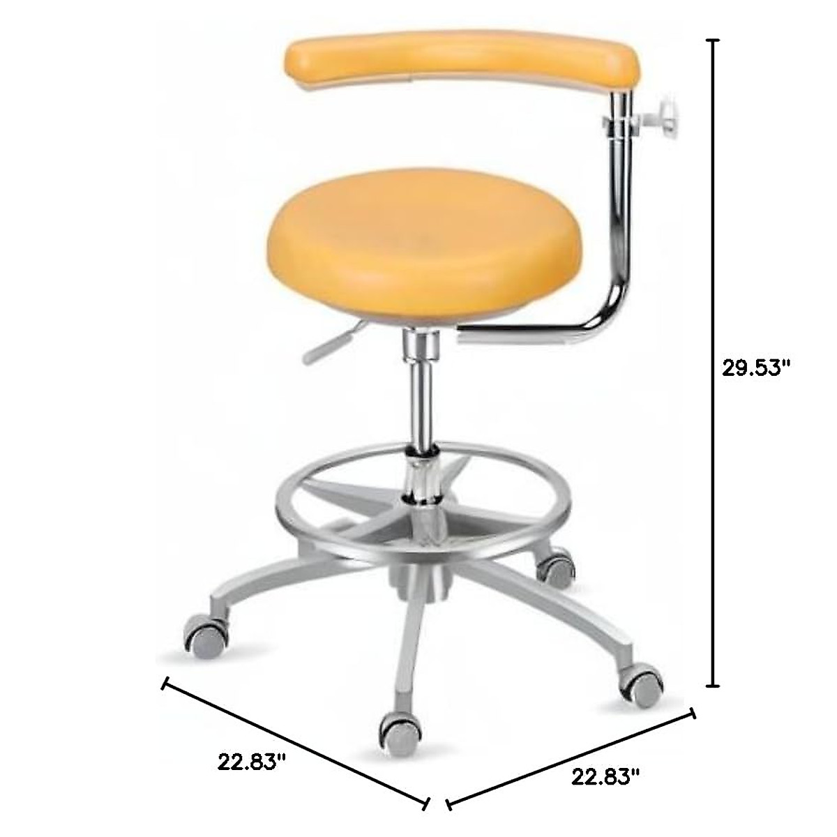 GUNEL Medical Dental Stool Dentist's Chair with Foot Rest and 360 Degree Rotation Armrest, PU Leather Dental Assistant Stool Height Adjustable Doctor's Chair (Color : F)