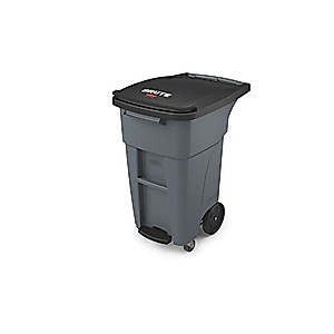 Rubbermaid Commercial Products BRUTE Rollout Step On Trash/Garbage Can with Casters - 32 Gallon - Gray