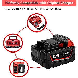 BATTOOL 【Upgrade】 6.0Ah 18V Battery Replacement for Milwaukee M18 Battery 48-11-1810 48-11-1820 48-11-1850 48-11-1828 48-11-1860 High Capacity Battery XC Lithium Ion Cordless Power Tool Battery