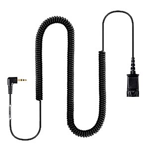 Quick Disconnect QD to 2.5mm Telephone Headset Adapter Cable Coiled Headset to Cisco Linksys SPA Polycom Grandstream Panasonic Zultys & Gigaset Office IP & Many Cordless Dect Phones