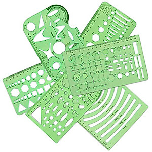 LAMXTX Measuring Stencil (6 P CS ) Plastic Geometric Template Template Geometric Ruler Fixing Tool Set for Office and Study Building formwork Drawings Drawing templates