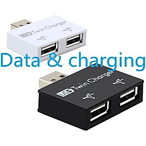 USB Hub Adapter, 2Port Hub Ultra Slim Portable USB Splitter for Surface Pro, Notebook PC, iMac Pro, MacBook Air, Mac Mini/Pro, Laptop, USB Flash Drives,Data and Charging (White)