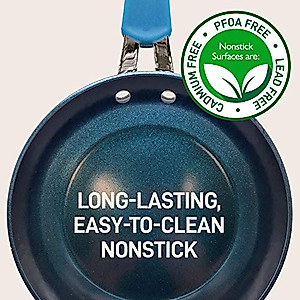NutriChef Nonstick Cookware Excilon | Home Kitchen Ware Pots & Pan Set with Saucepan, Frying Pans, Cooking Pots, Lids, Utensil PTFE/PFOA/PFOS Free, 11 Pcs, Royal Blue