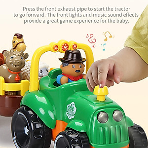 SUPERHIGH Tractor Farm Tractor Toys for 3 4 5 6 7 8 Year Old Boys & Girls with Detachable Farmer & Animals, Light & Animal Sound Effect, Great Gift for Toddlers Kids, Green