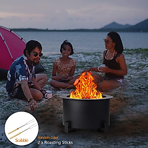 GIODIR Smokeless Fire Pit Outdoor Wood Burning, 21.5 Inch Steel Double Flame Fire Pit Large Portable Stove Bonfire for Outside, Backyard, Camping, Picnic, Garden w/ 1 Pokers and Cover, Black