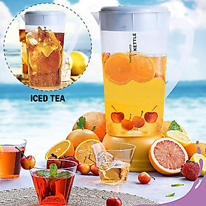 3 Litre/0.79 Gallon Plastic Pitcher with LidBPA-FREE Eco-Friendly juice containers with lids Water Jug for Hot/Cold Juice Beverage Ice Tea Kettle 102 oz Transparent
