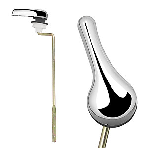 Universal Toilet Handle Replacement Kit, Chrome Finish Toilet Flush Handle with Nut Lock and Stainless-Steel Flapper Chain, Side Mount Toilet Flush Lever Fits Most Standard Toilet Tanks, Easy Install