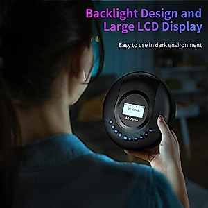 CD Player Portable, ARAFUNA Bluetooth CD Player for car, 2000mAh Rechargeable Portable CD Player with LCD Screen, Anti Shock Protection Walkman CD Player with Headphone -Upgraded