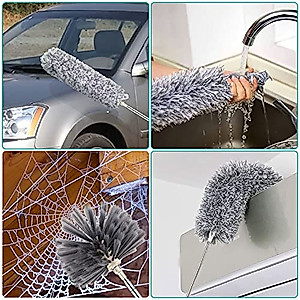 Atopov Microfiber Duster for Cleaning Extendable Duster Collector Head Bendable Washable with 100-inch Stainless Steel Extension Pole Lint Free Dusters，Roof, Ceiling Fan, Blinds, Cobwebs