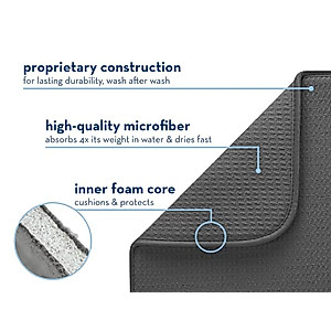 S&T INC. Dish Drying Mat XL, Highly Absorbent Microfiber Kitchen Counter Mat, Dish Drying Pad for Dishes, Utensils, Pots and Pans, Extra Large 18" x 24", Sand