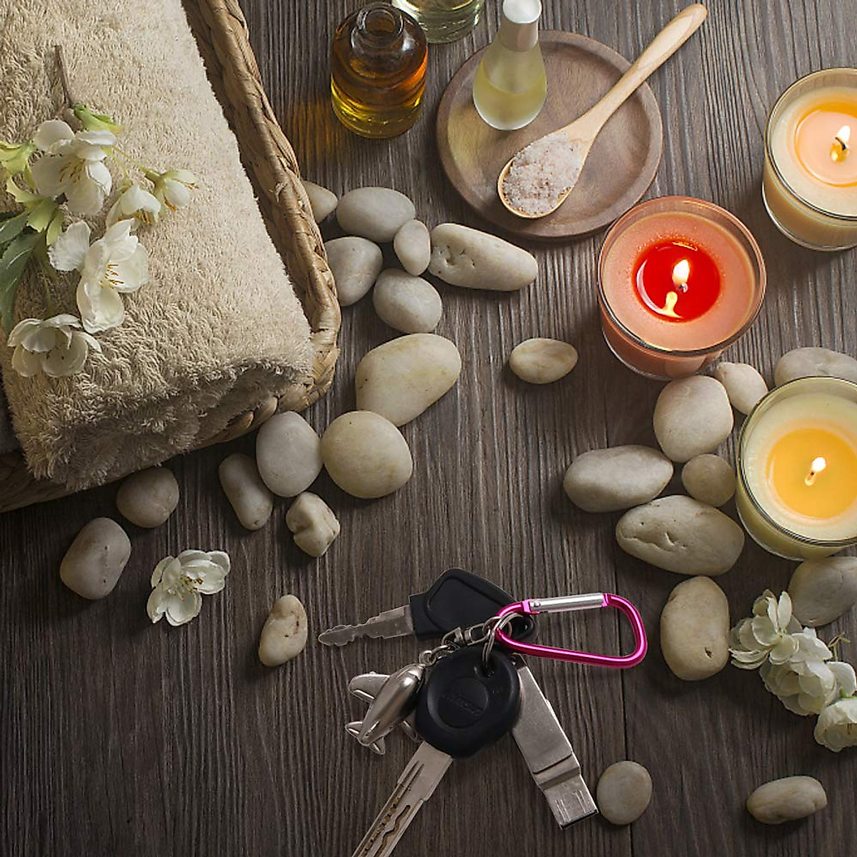 UPINS 100Pcs Aluminum Locking Carabiner Spring Clips Hook Keychain D Shape Buckle Pack