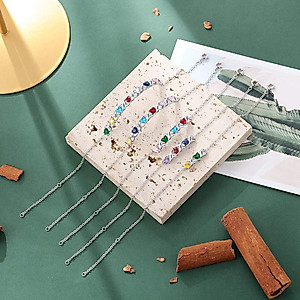 Personalized Heart Link Bracelet for Women Custom 2-7 Names Bracelets with Simulated Birthstones Adjustable Family Bracelets for Mother Daughter (3 names)