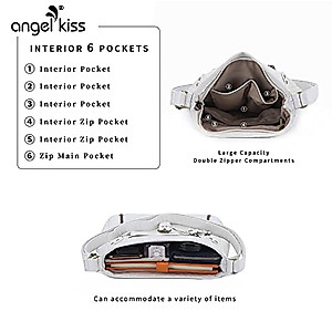 Angel Kiss Crossbody Bags Shoulder Bags and Handbags for Women Multi Pocket Daily Soft Hobo Purses Medium Size