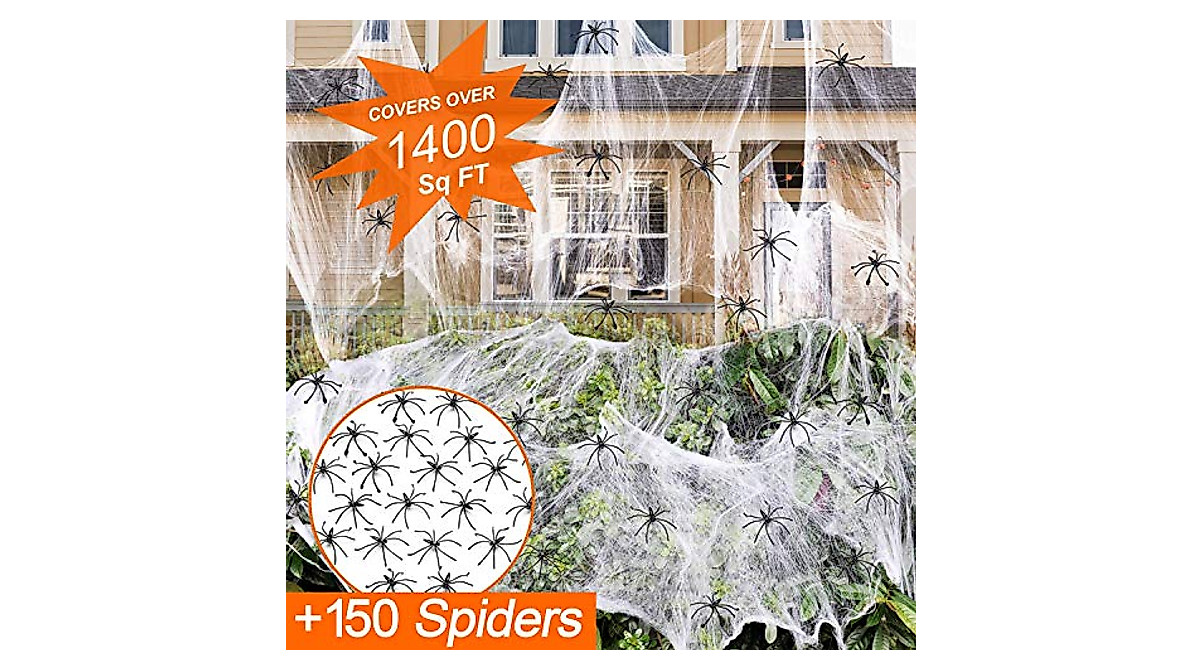 1400 sqft Halloween Spider Webs with 150 Spiders