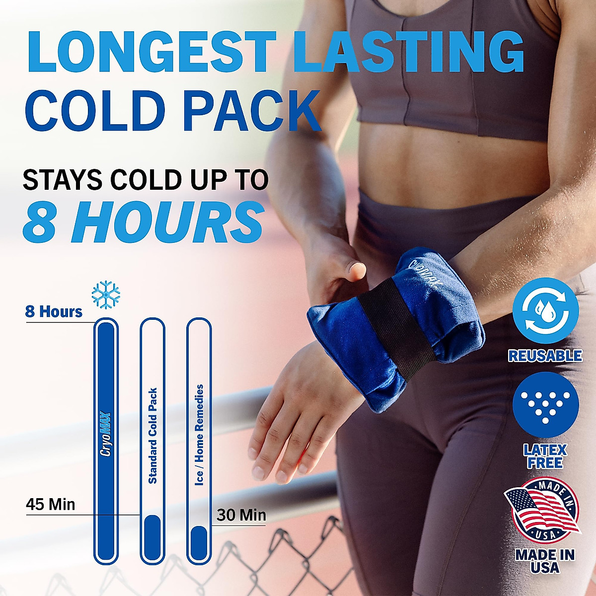 CryoMAX Cold Pack, Reusable, 8 Hour Cold Therapy Ice Pack, Small, 6"x 6" (Pack of 2)