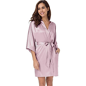 SIORO Women's Silk Robes Satin Kimono Robes Bridesmaid Wedding Robes Silky Bathrobes Summer Loungewear S-XXL