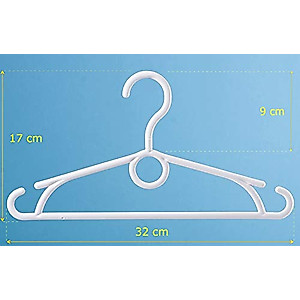 Dream-Home Childrens Plastic Clothes Hangers - 12.6 inch - 360° Swivel Hook - SuperStrong Durable - Side Hooks for Spaghettis & Baby Dresses, Loop for Cascading or Kids Accessories - Set of 20 - White
