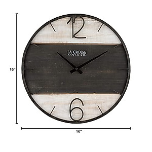 La Crosse Technology 404-4040 16" Ironwood Quartz Wall Clock, Brown