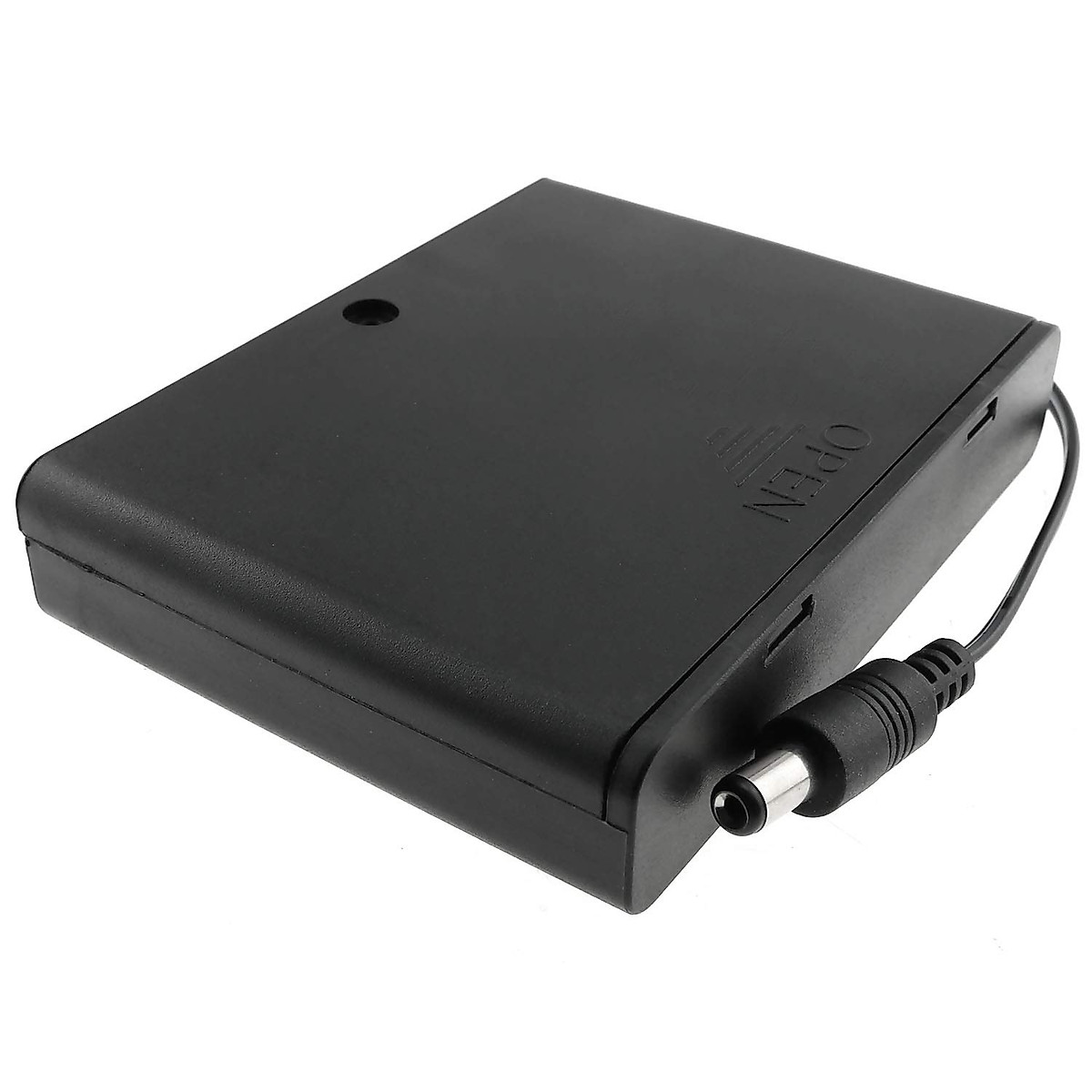 E-outstanding Battery Box 6x1.5V AA Battery Case Holder Black Enclosed Box with ON/Off Switch and 5.5mm x 2.1mm DC Plug