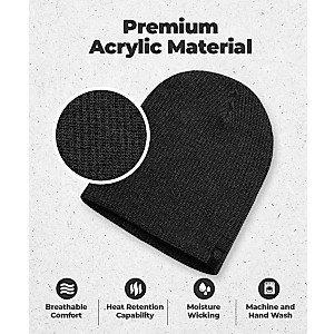 Revony Stretchy & Soft Ribbed Beanie - Extra Cozy, Extra Slouch - Perfect Winter Beanie for Men & Women Charcoal